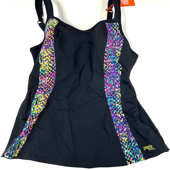 Panache | Tops | New Panache Sport 34d Tank Top Lined 7345 Black Pink ...